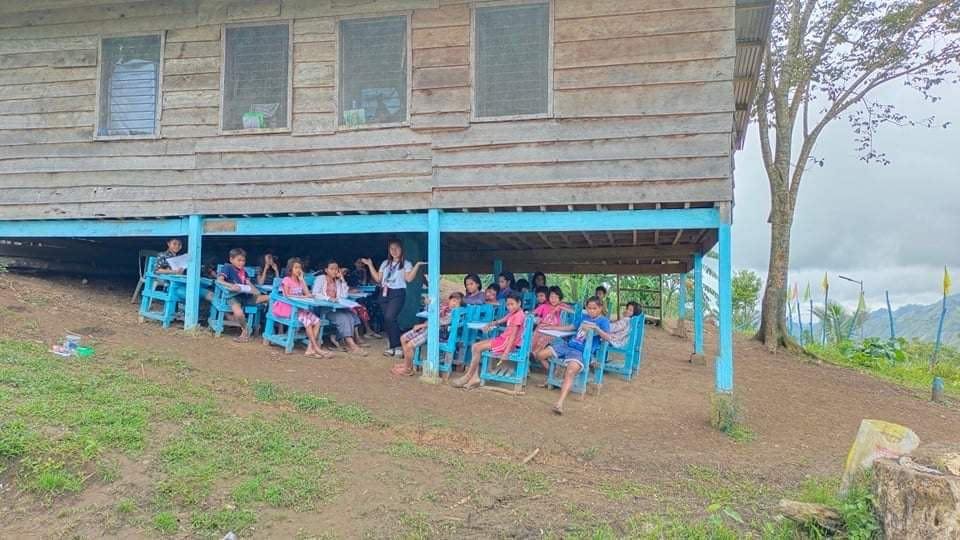 Ata-Manobo learners attend classes under the school building