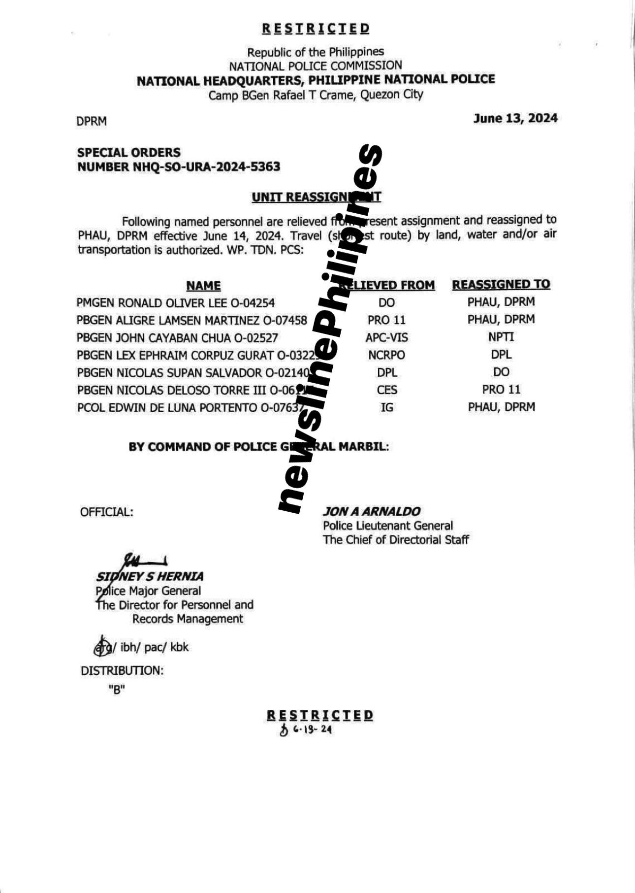 PNP XI Regional Director Relieved from Post