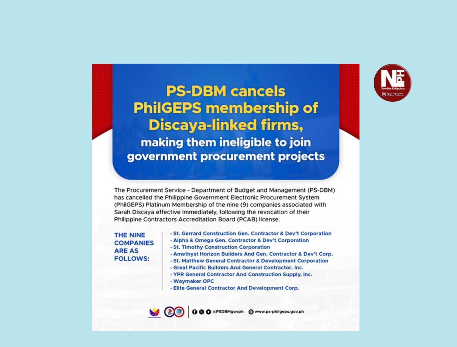 PS-DBM cancels PhilGEPS Membership of Nine Discaya-Linked firms
